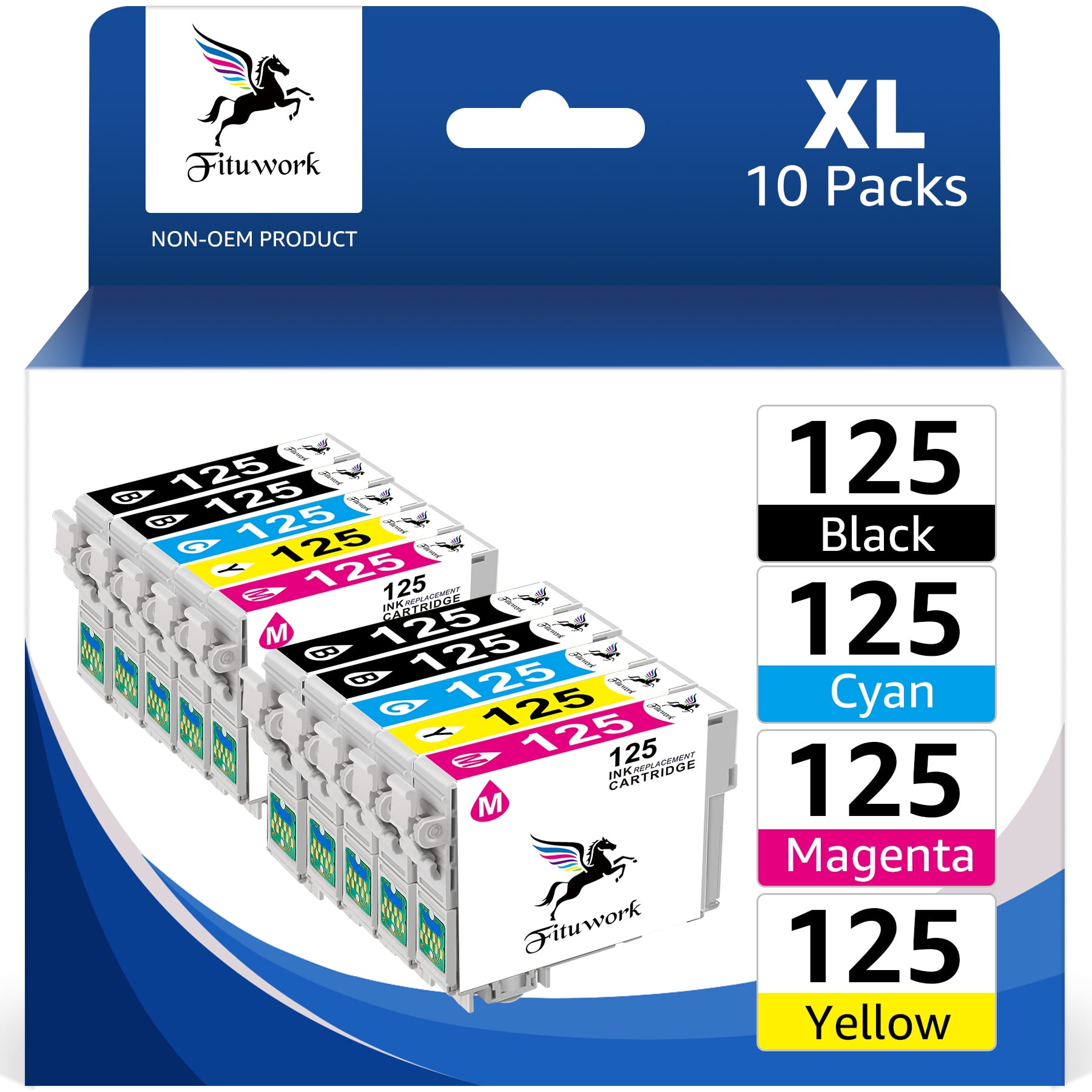 10-Pack 125 Ink Cartridge Replacement for Epson 125 T125 Ink Cartridges ...