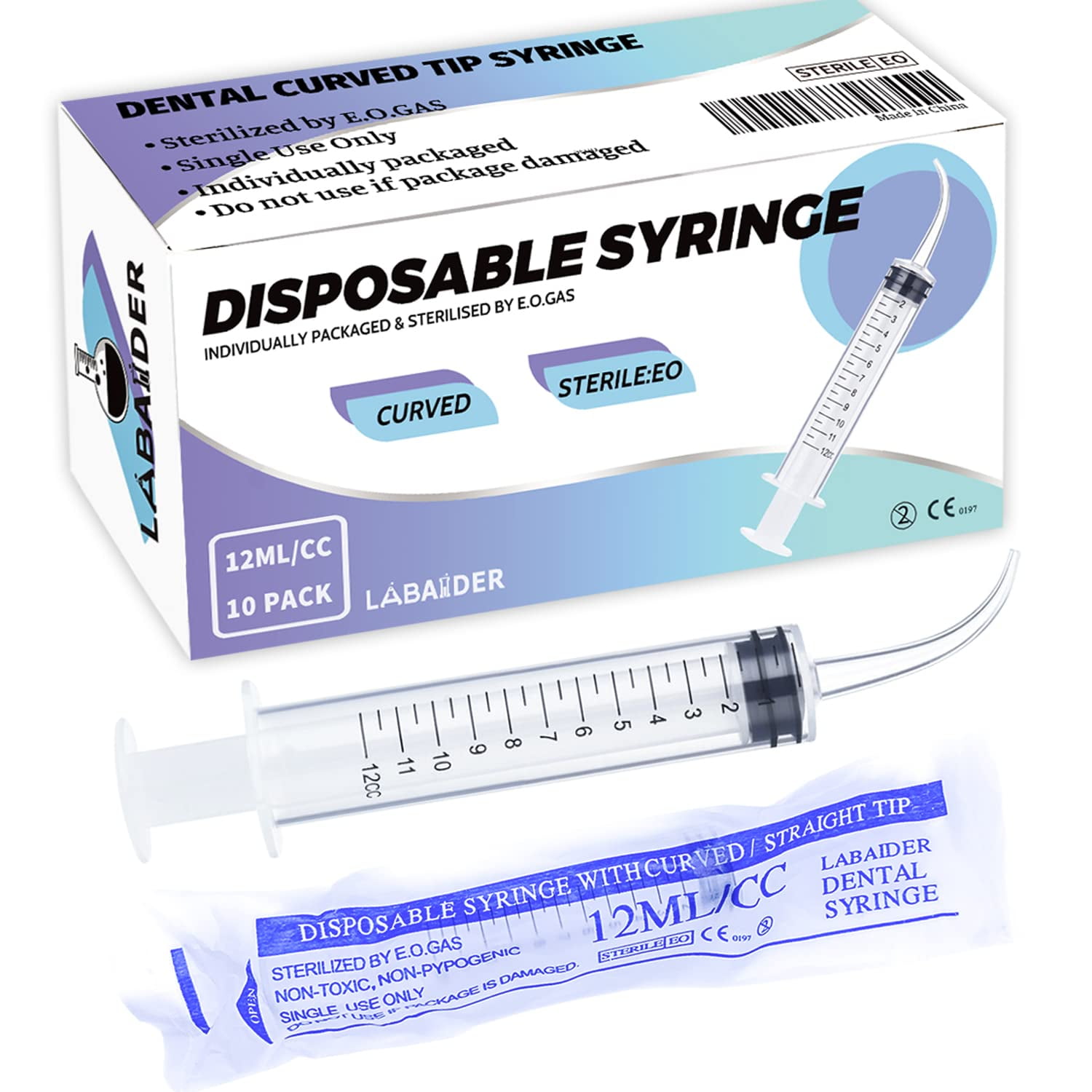 10 Pack 12ml/cc Plastic Syringe Dental Syringes Tools Curved Tip ...