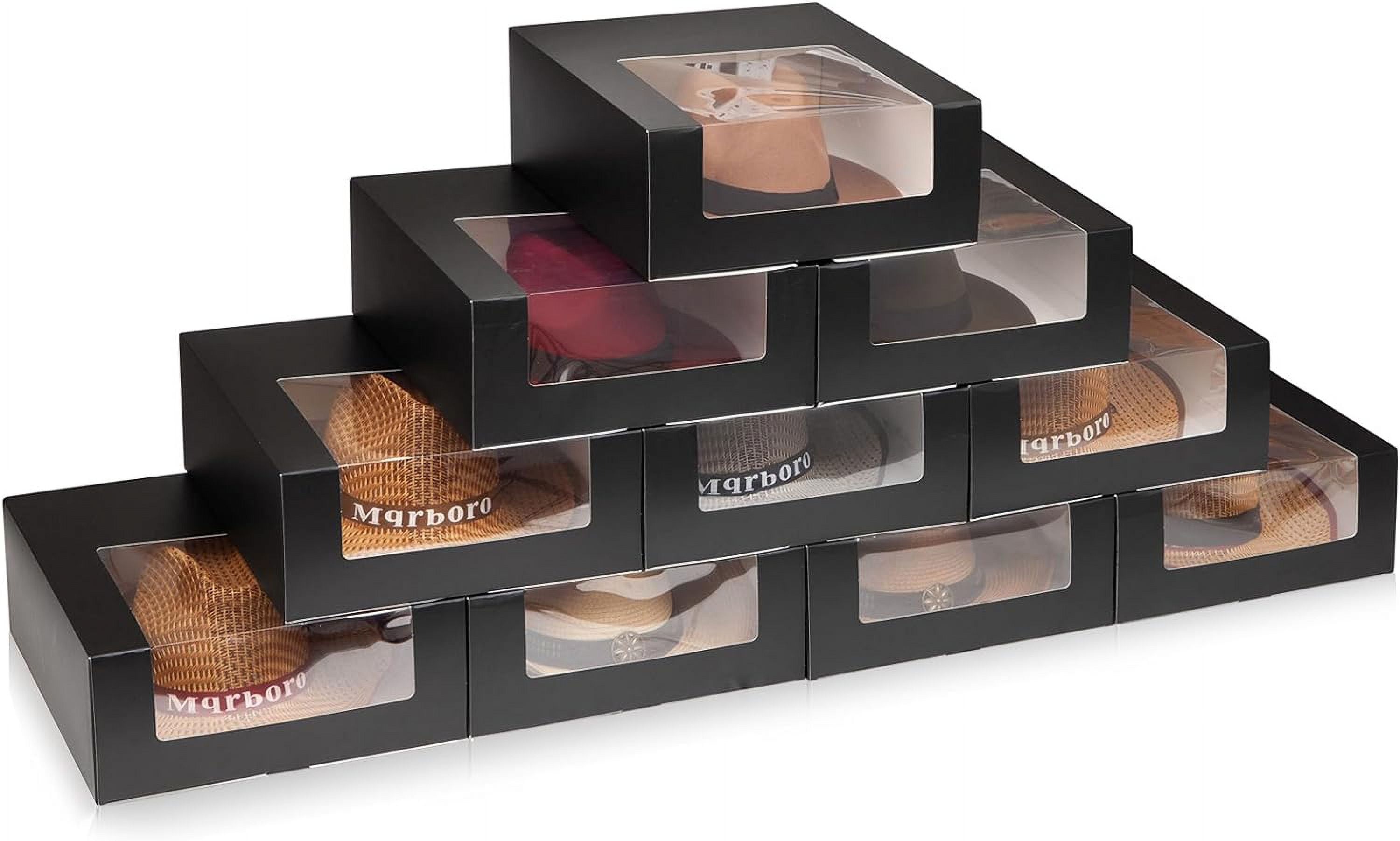 10 Pack 14.17" x 13.39" x 5.43" Black Gift Boxes with Window Display ...