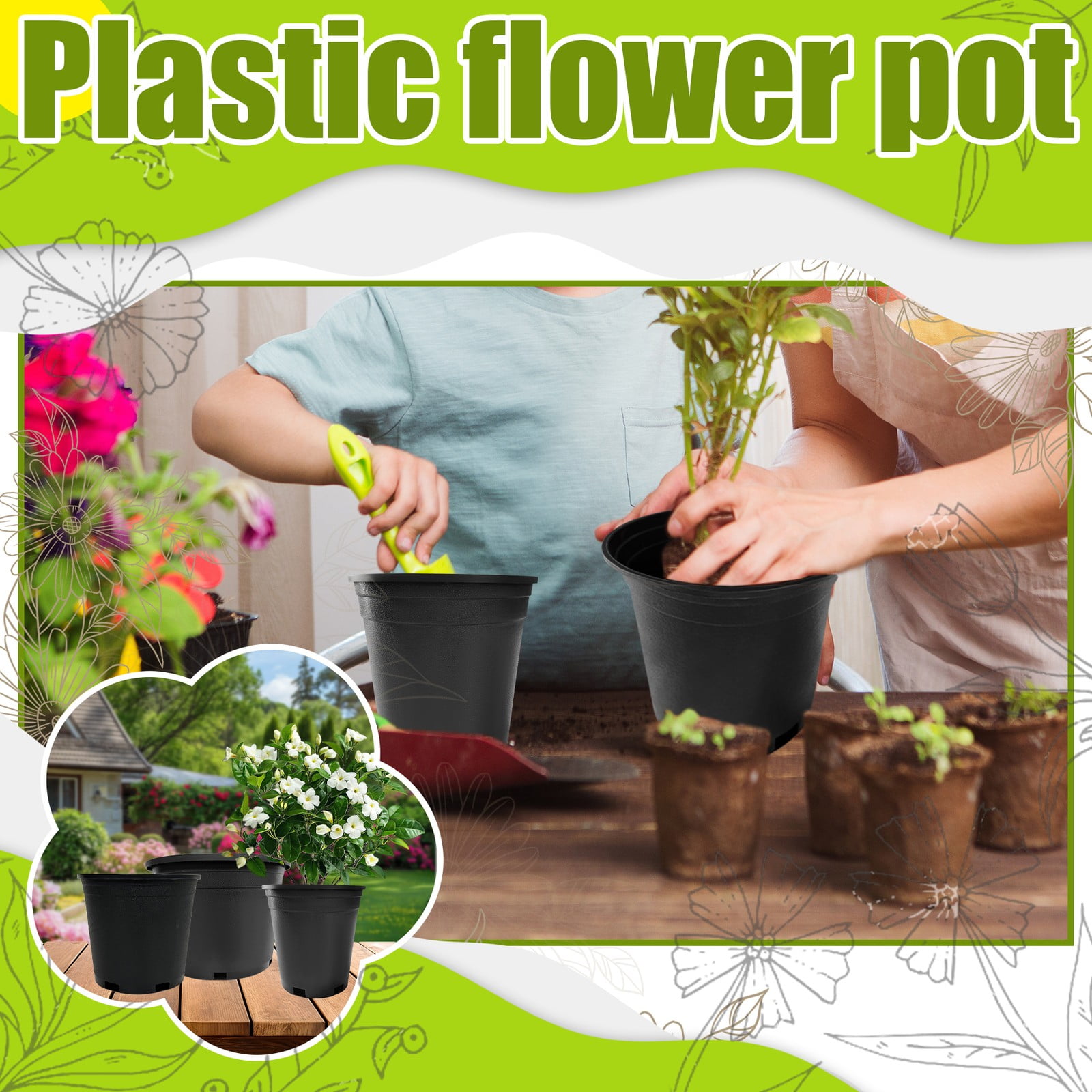 10 Pack 15 Gallon Plastic Nursery Pots Heavy Duty Garden Plant ...