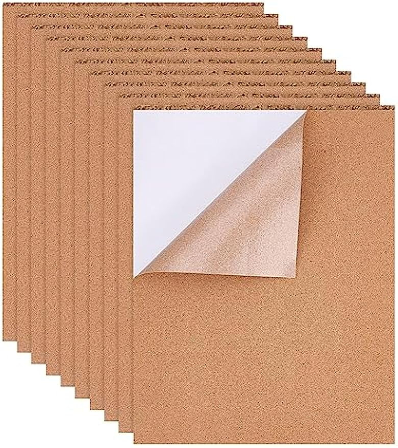 10 Pack 17.7x13.8" Self-Adhesive Cork Sheets(1mm Thick) Rectangle ...
