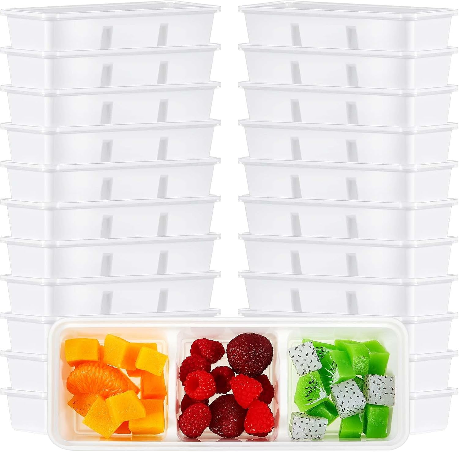 10 Pack 17 oz Small Meal Prep Containers 3 Compartments with Lids ...