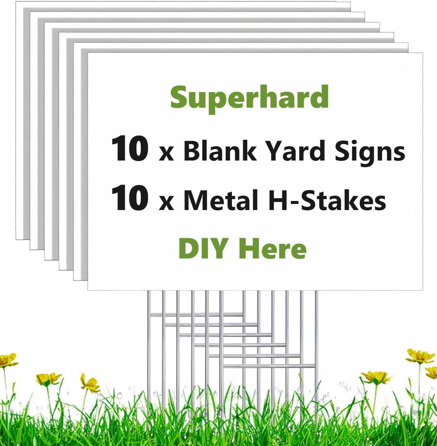 10 Pack 17 x 12 White Blank Yard Signs with Stakes, Weatherproof ...