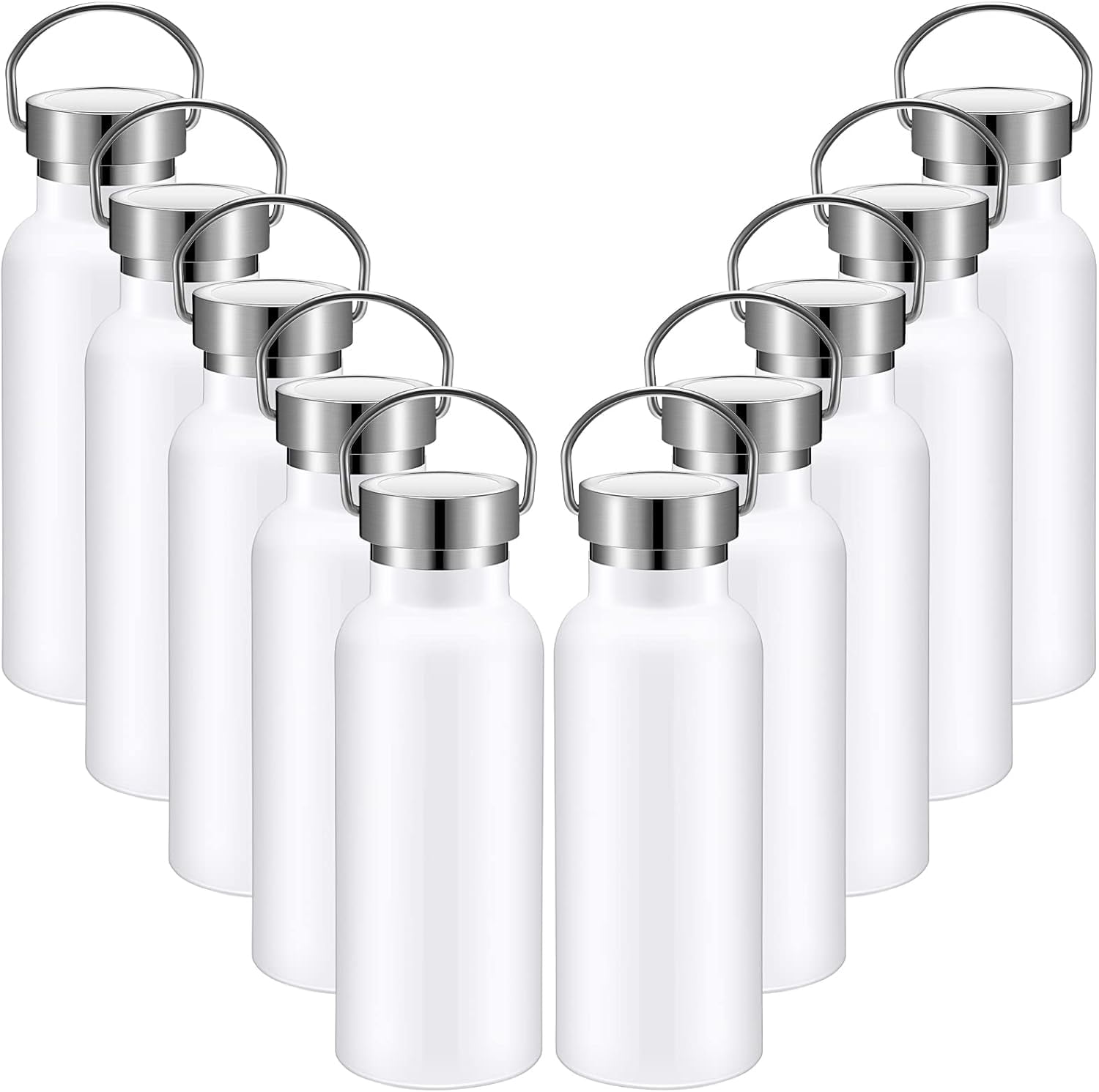 10 Pack 17oz Stainless Steel Sports Water Bottle Double Wall Insulated ...