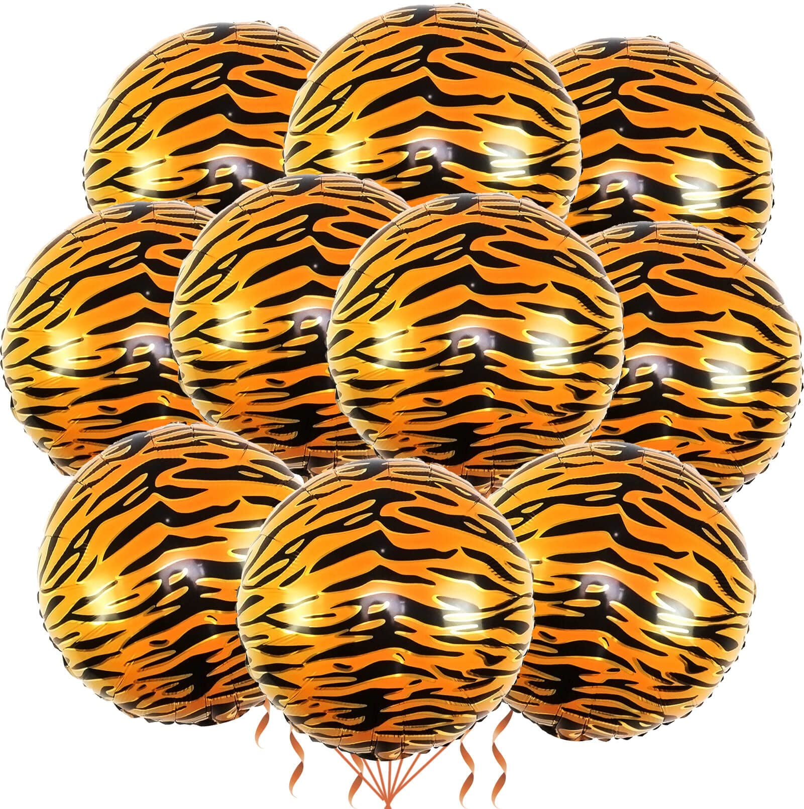 10 Pack 18 Inch Animal Tiger Pattern Foil Balloons Helium Animals ...
