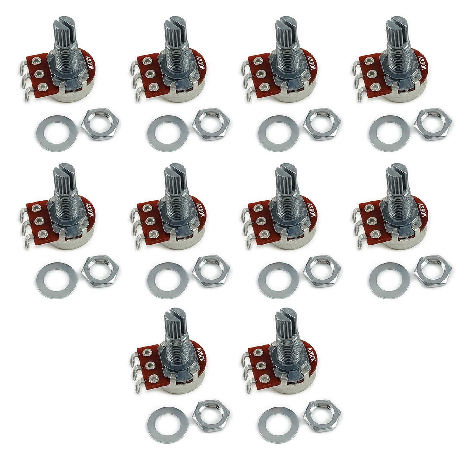 10 Pack 18mm Guitar Volumes Pots A500K/B500K/A250K/B250K with Split ...