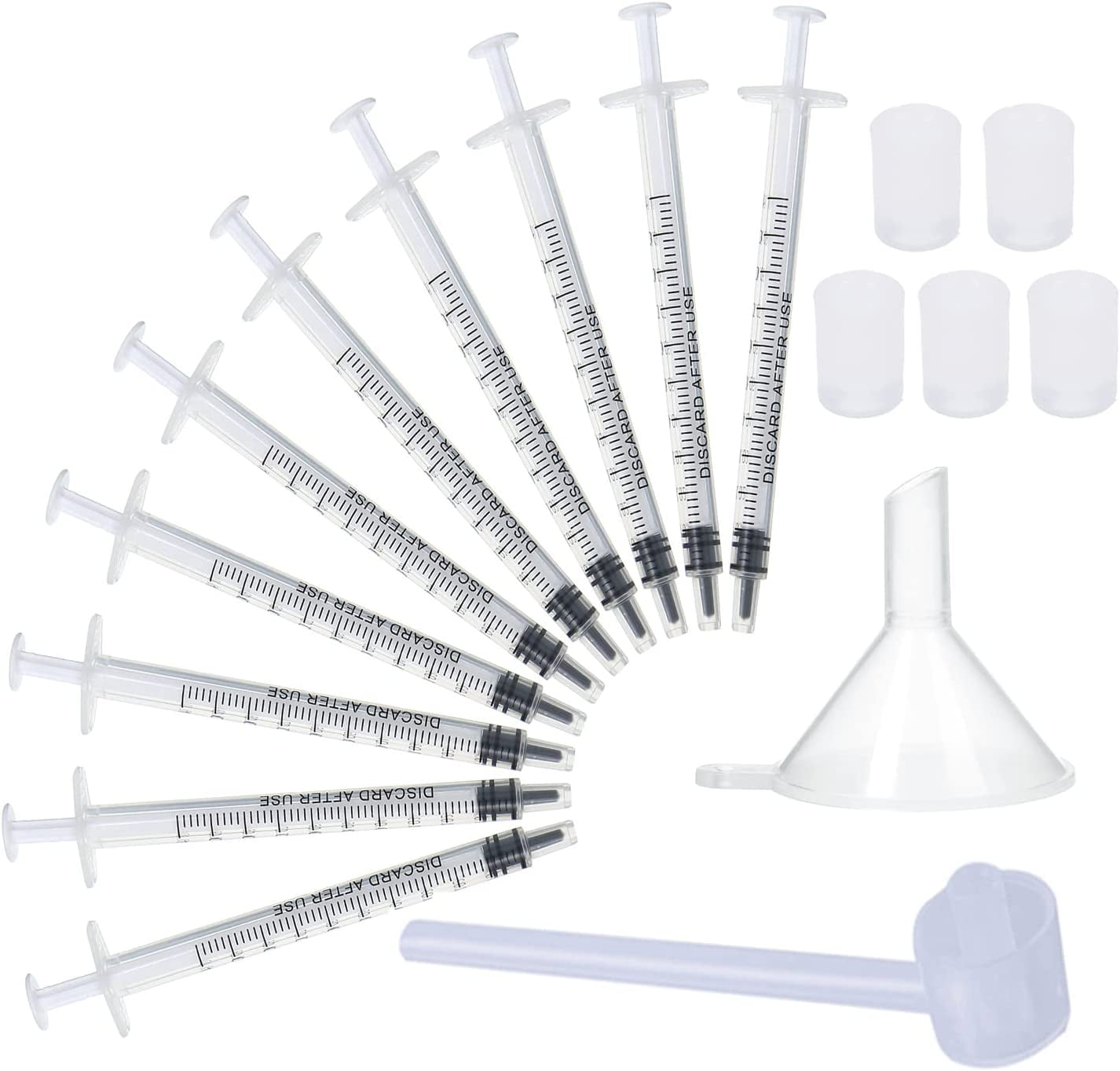 10 Pack 1ml Reusable Plastic Syringe with Extraction Adapters Funnel ...