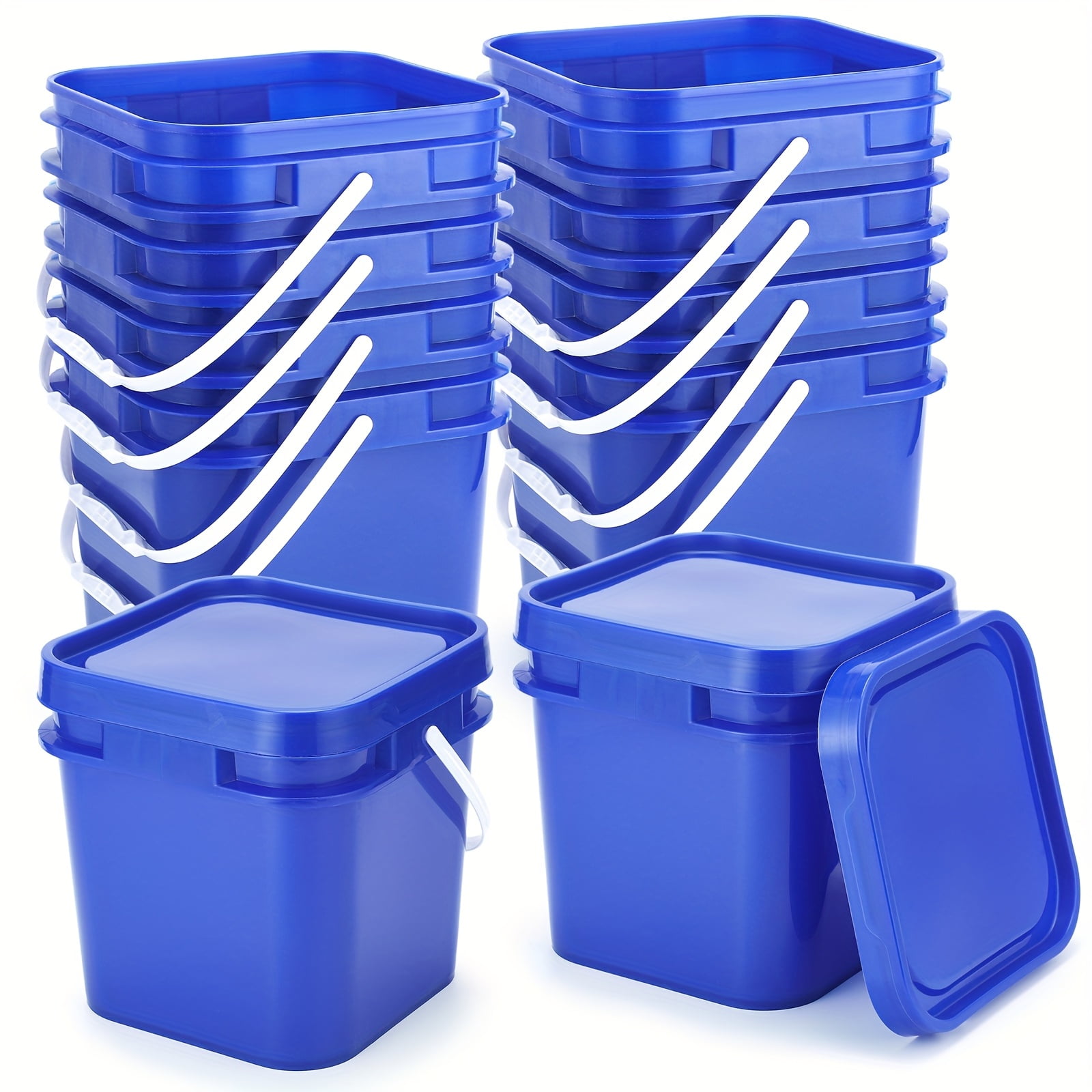 "10-Pack 2.2 Gallon Square Buckets - Food-Grade with Lids & Handles ...