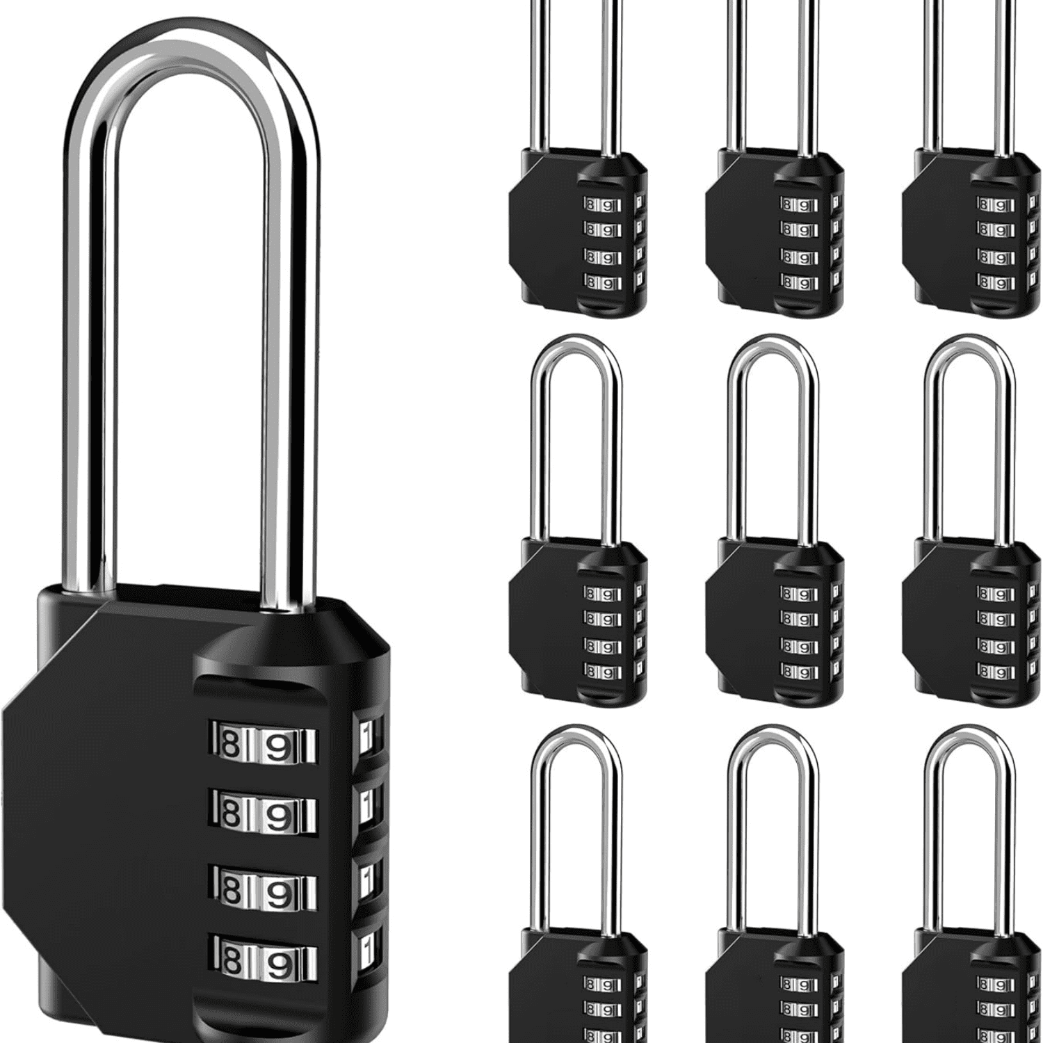 10 Pack 2.6 Inch Long Shackle Combination Lock 4 Digit Outdoor ...