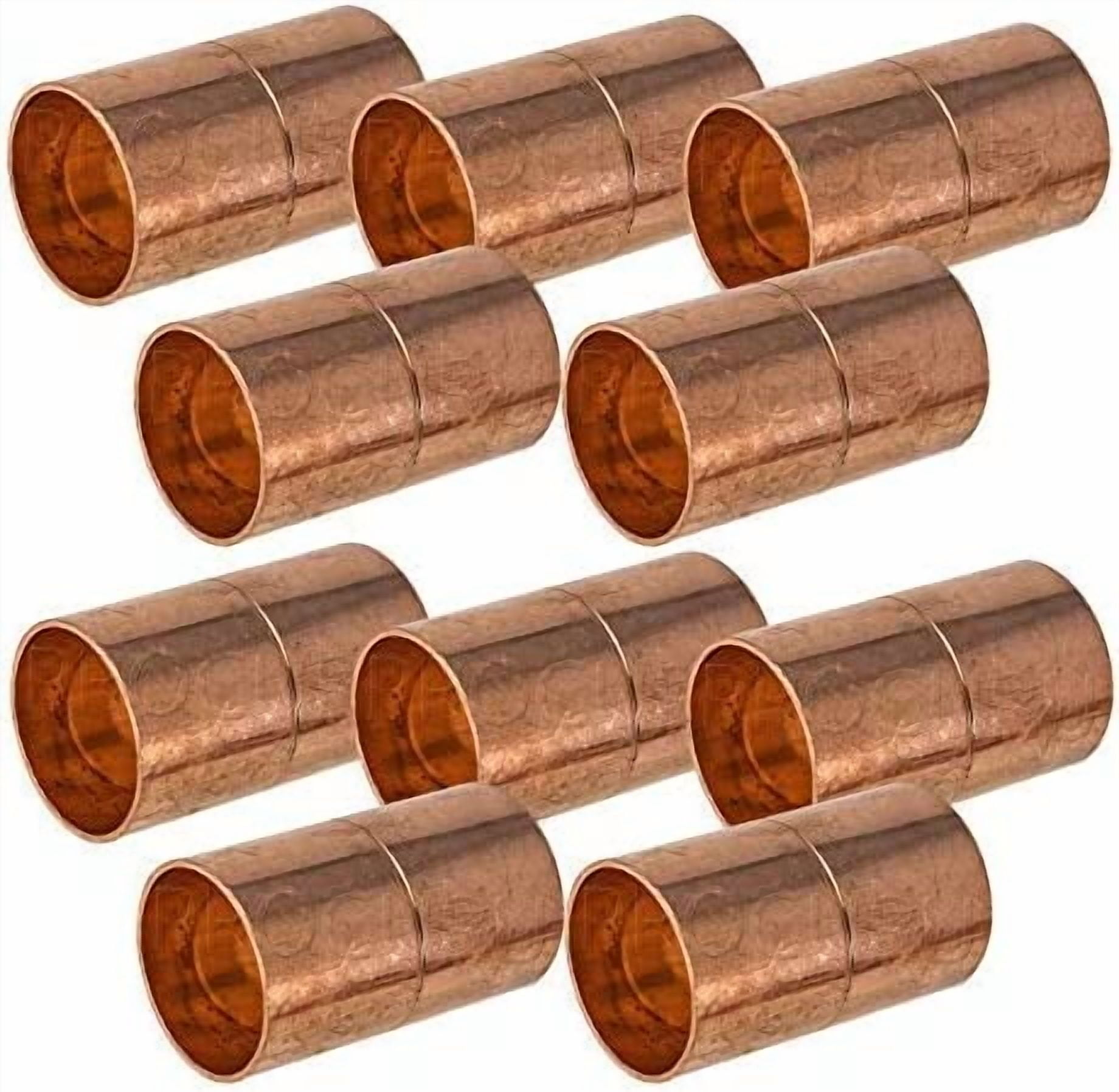 10-Pack 2-Inch Copper Coupling with Stop (Roll or Dimple), C x C Sweat ...