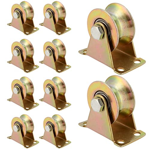 10 Pack 2 Inch U Groove Wheel Pulley, Steel U-Type Groove Wheel, Rigid ...
