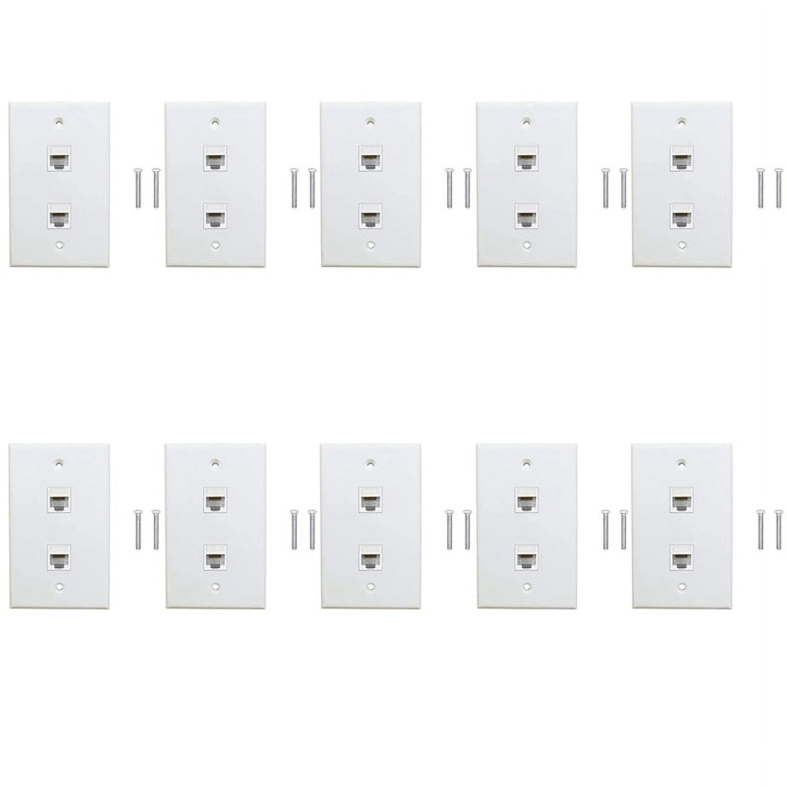 10 Pack 2 Port Ethernet Wall Plate, Cat6 Female to Female Wall RJ45 ...