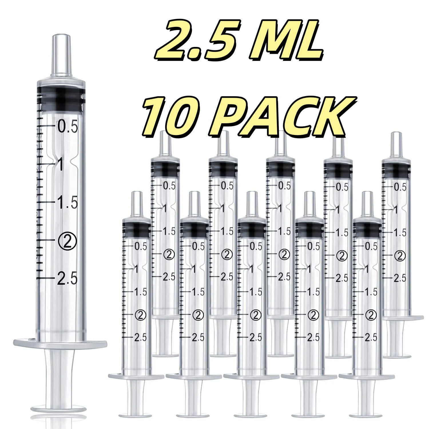 10 Pack 2 ml Syringe for Liquid Without Needle,Syringe with Cap,Individually Wrapped,for ...