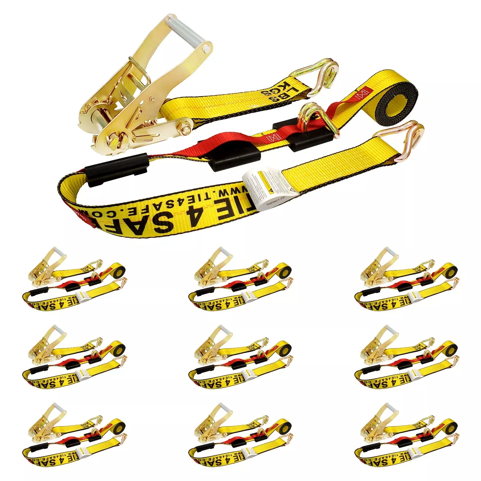 10 Pack 2" x 10' Over Tire Car Hauler Truck Trailer Auto Ratchet Tie ...