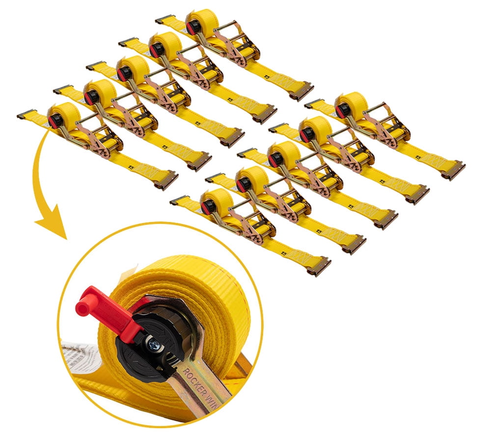 10 Pack 2'' x 12' Rocker Winder Ratchet Straps for E-Track - Tie Down ...