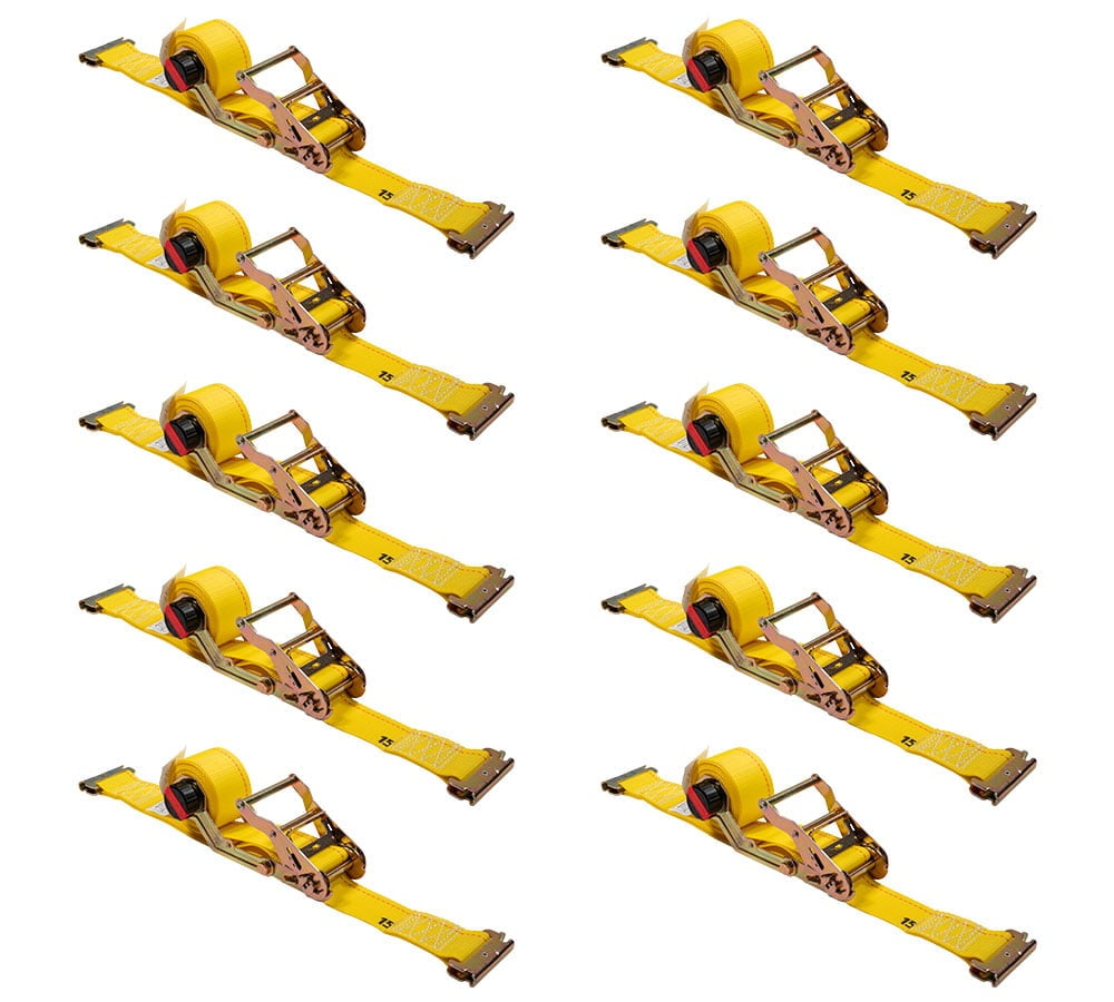 10 Pack 2'' x 12' Rocker Winder Ratchet Straps for E-Track - Tie Down ...