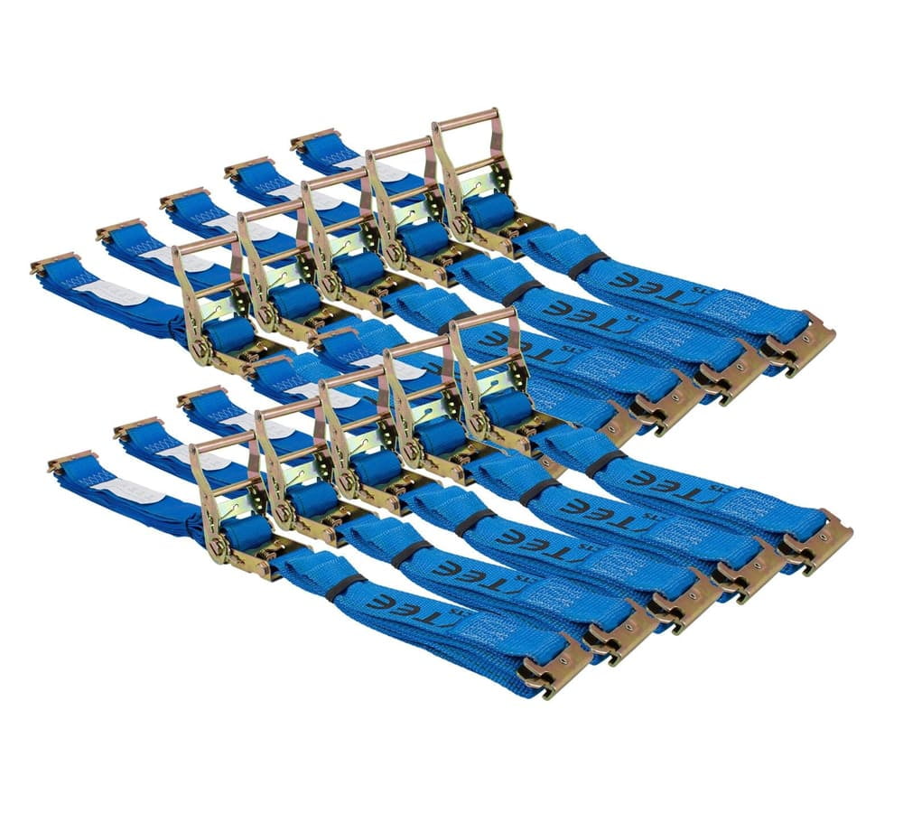 10 Pack 2'' x 20' E Track Ratchet Straps with Spring E-Fittings, 4000 lbs - Blue Heavy Duty ...