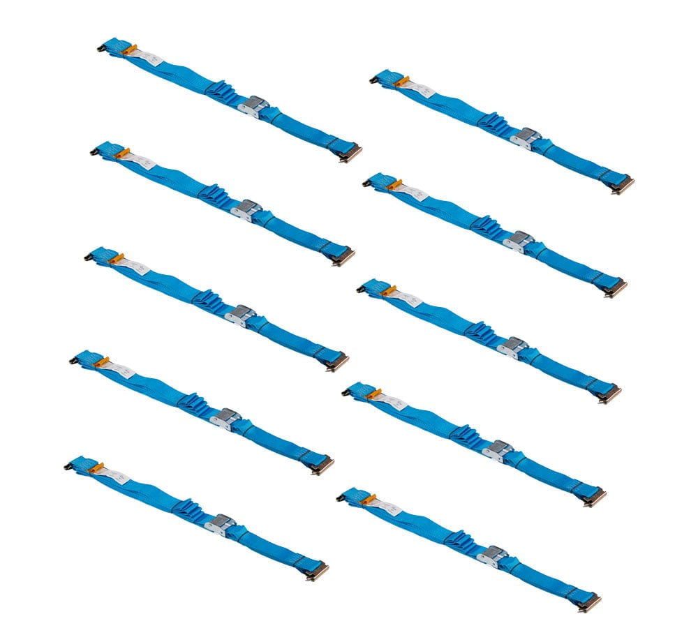 10 Pack 2" x 20' Logistic E-Track Cam Buckle Straps with Spring E ...