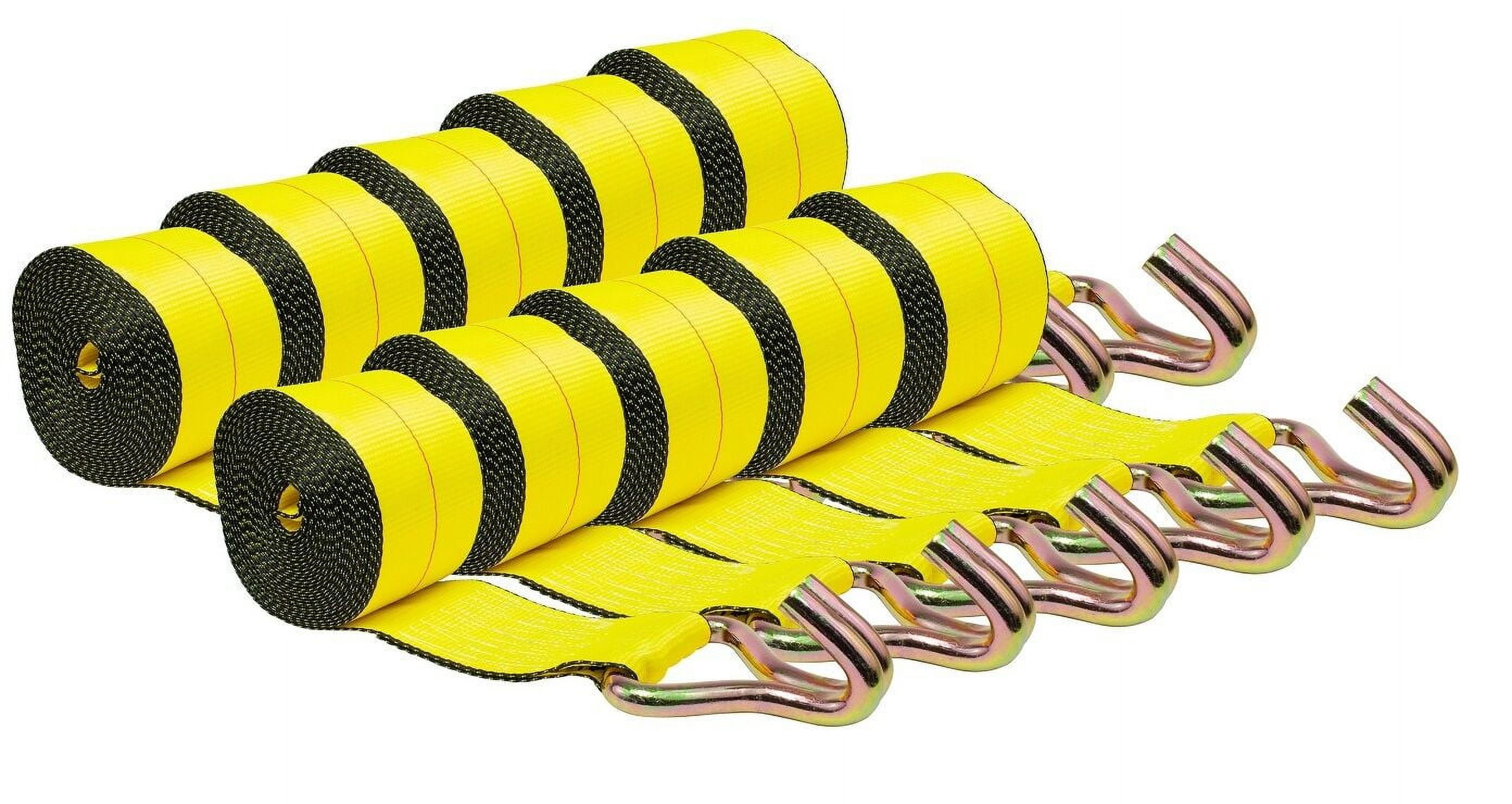 2" x 27' Winch Straps w/ Wire Hook - 3333lbs WLL - Yellow Heavy Duty 2 ...