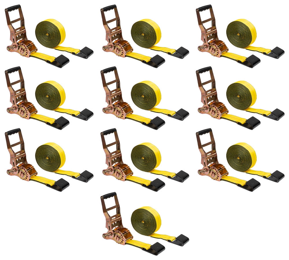 10 Pack 2" x30' Self-Tensioning Ratchet Tie Down Straps with Flat Hooks ...