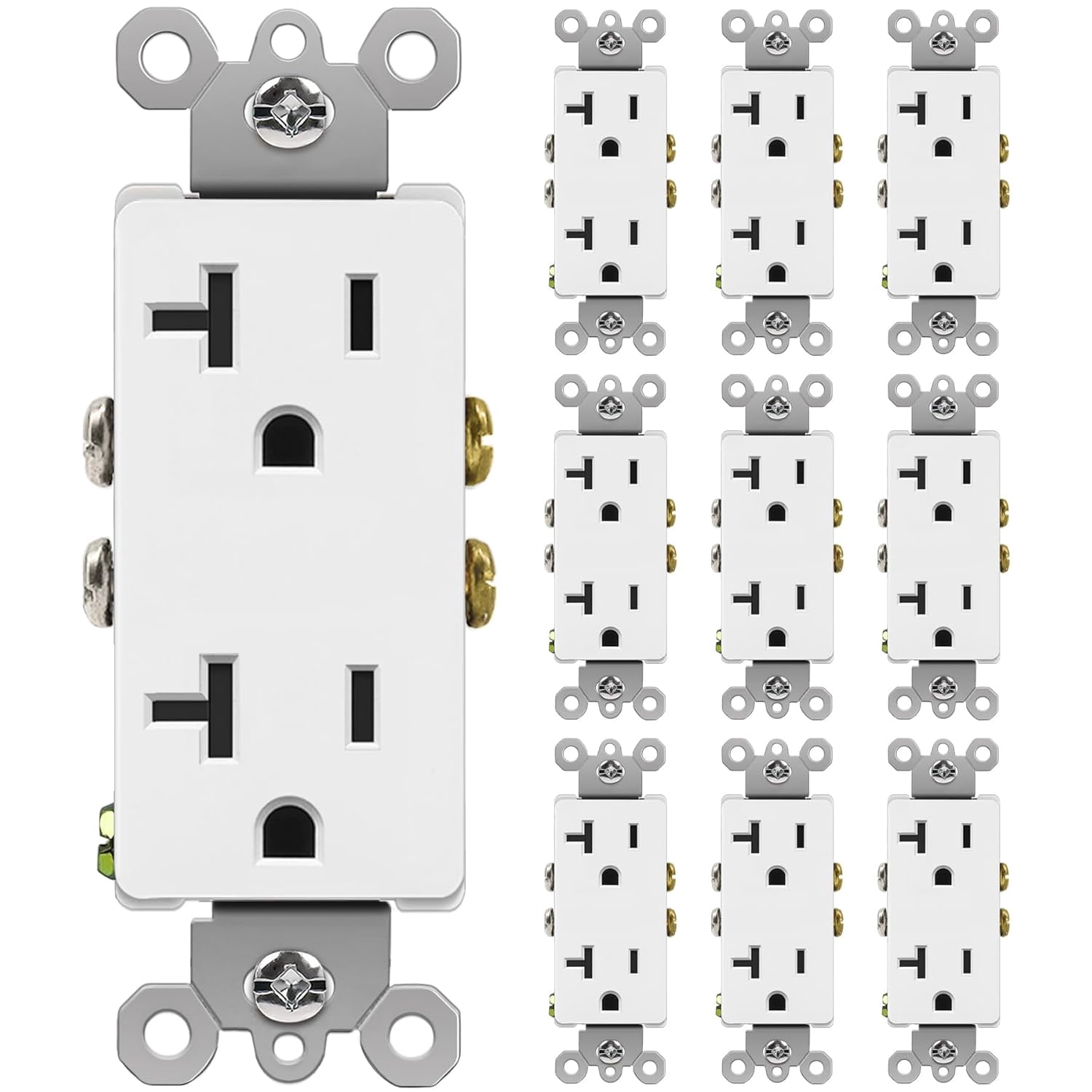 10 Pack 20 Amp Decorator Wall Receptacle Outlet, Non-Tamper-Resistant ...