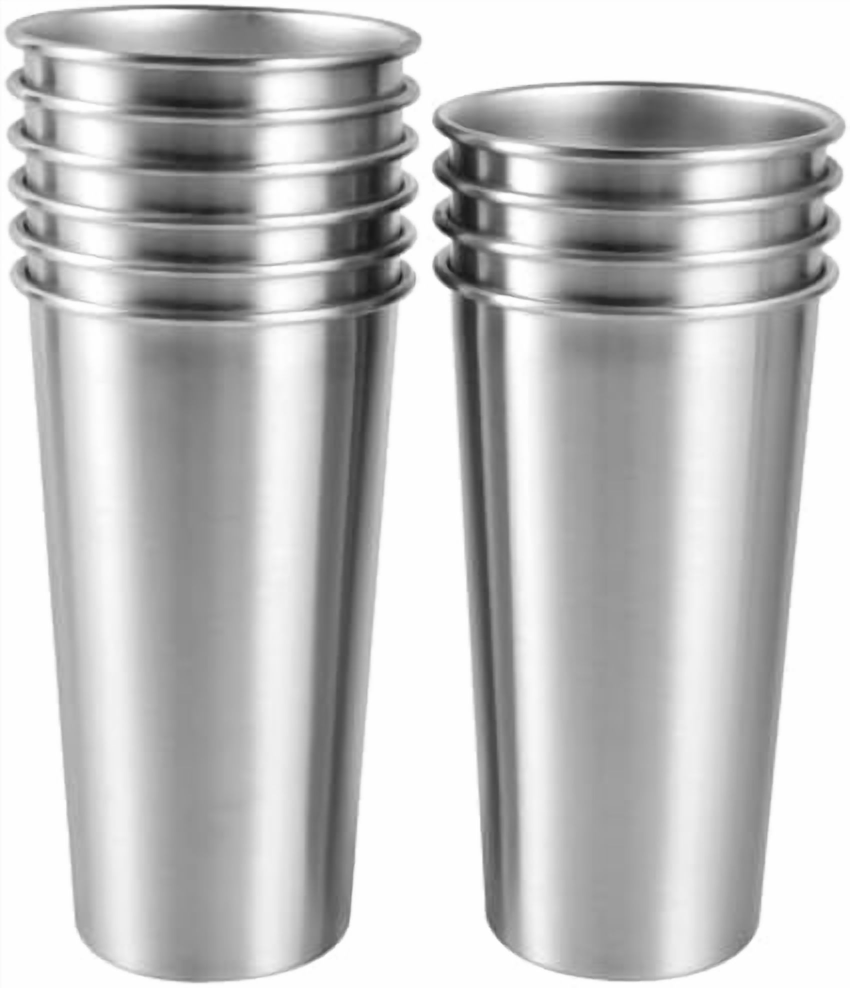 10 Pack 20 Ounce Stainless Steel Pint Cups Shatterproof Cup Tumblers ...