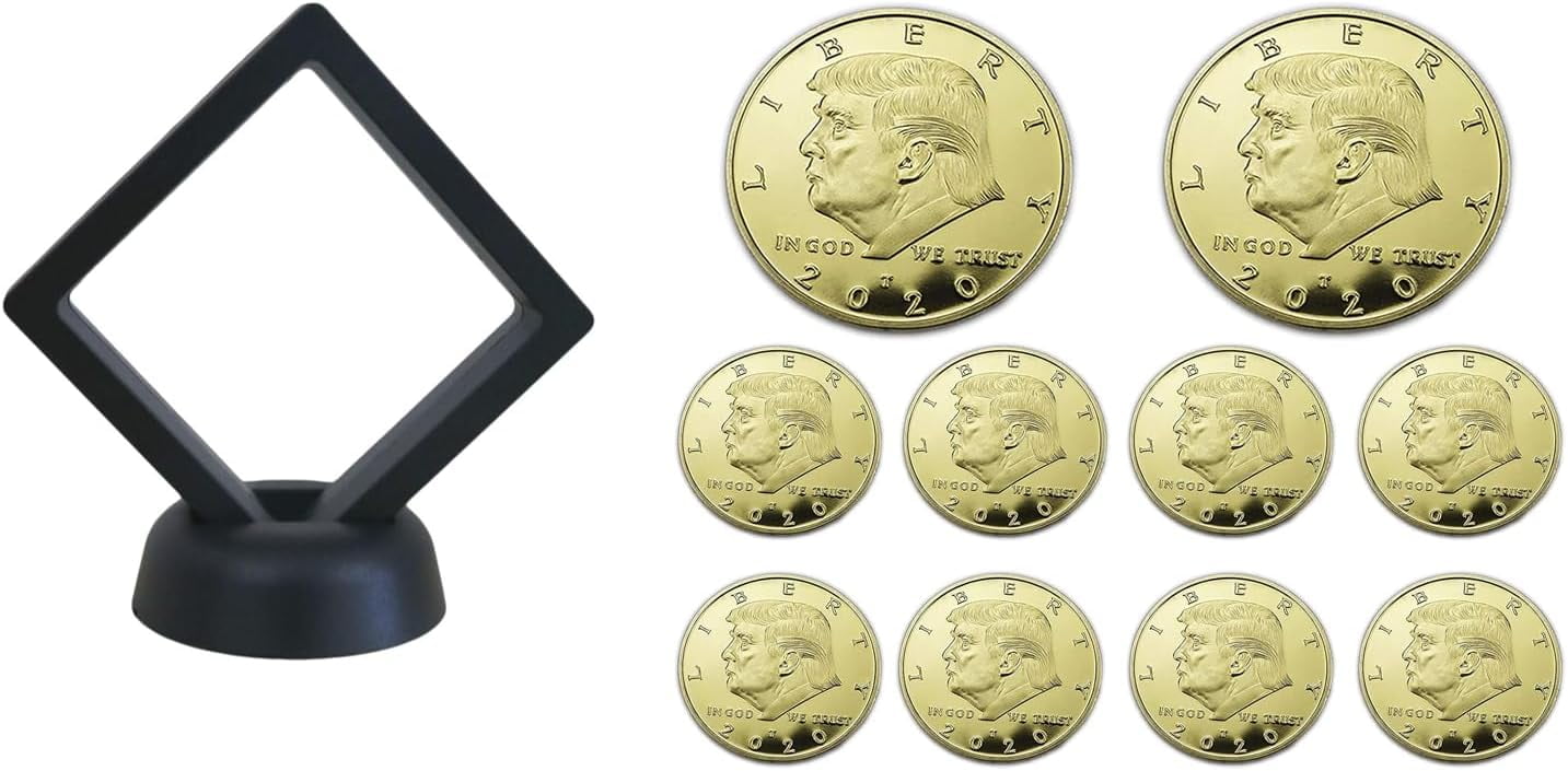 10 Pack 2020 Donald Trump Gold Plated Coins with Stands + 1 Pack ...