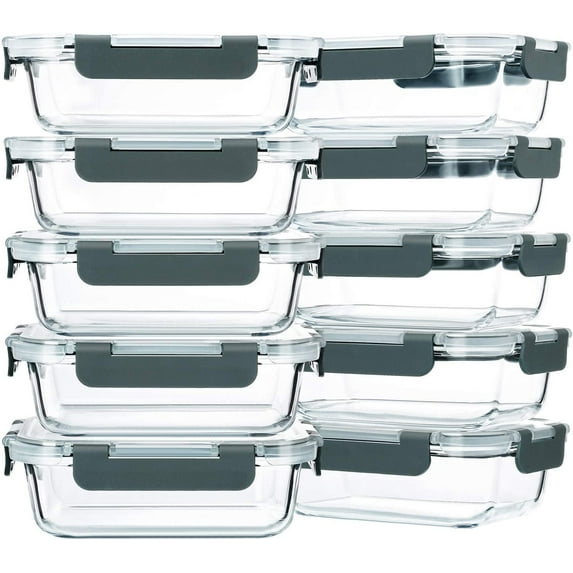 10-Pack,22 Oz Glass Meal Prep Containers,Glass Food Storage Containers ...