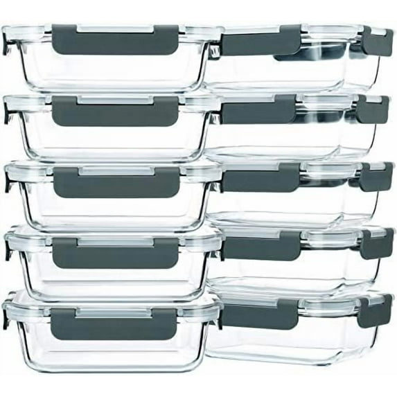 10-Pack,22 Oz Glass Meal Prep Containers,Glass Food Storage Containers ...