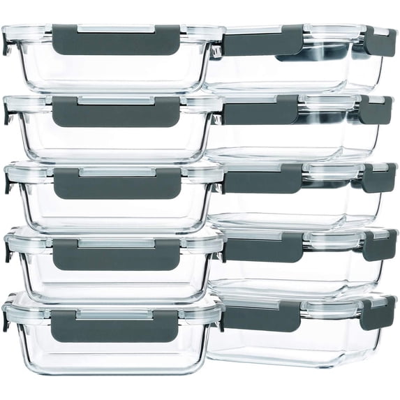10-Pack 22 Oz Glass Meal Prep Containers with Lids, Durable Glass Food ...