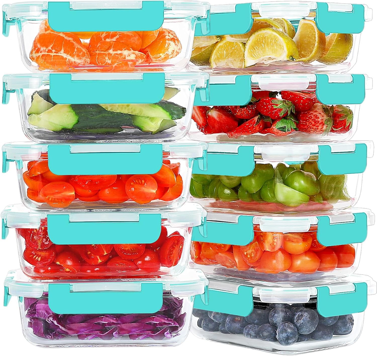 10 Pack 22 oz Glass Meal Prep Containers with Lids, Airtight BPA Free ...