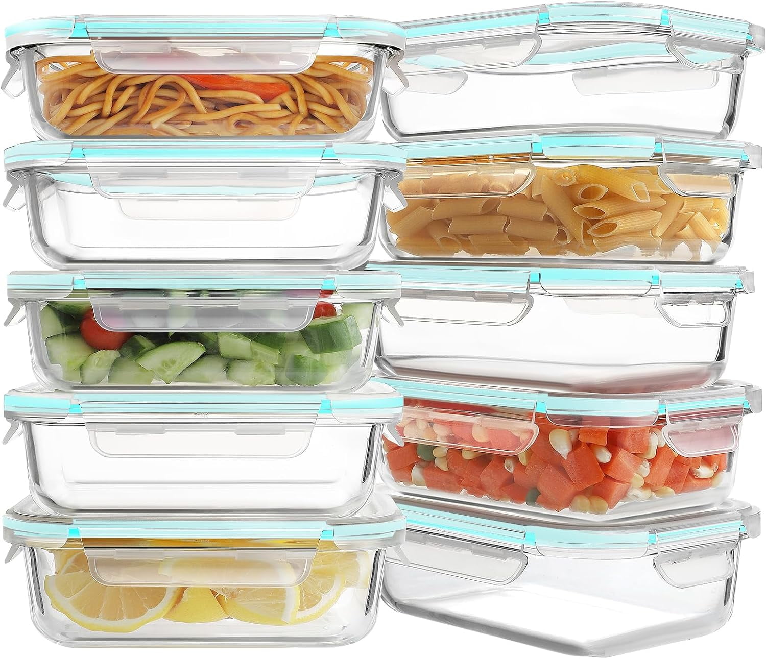 10 Pack 22oz Glass Meal Prep Containers, Glass Food Storage Containers ...