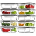 10 Pack 24oz Glass Meal Prep Containers 2 Compartment, Glass Storage ...