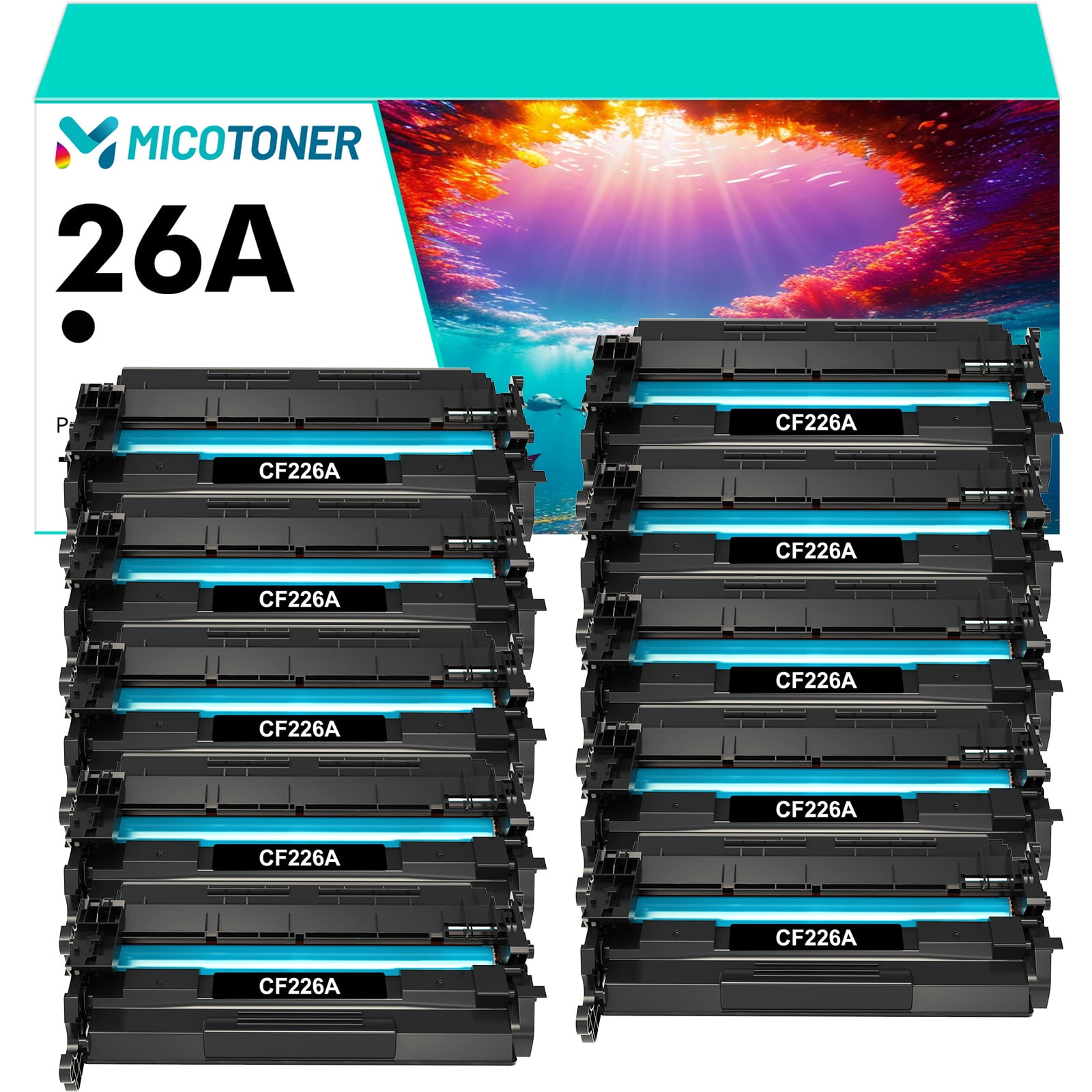 10-Pack 26A Toner Cartridge Compatible for HP 26A CF226A 26X LaserJet ...
