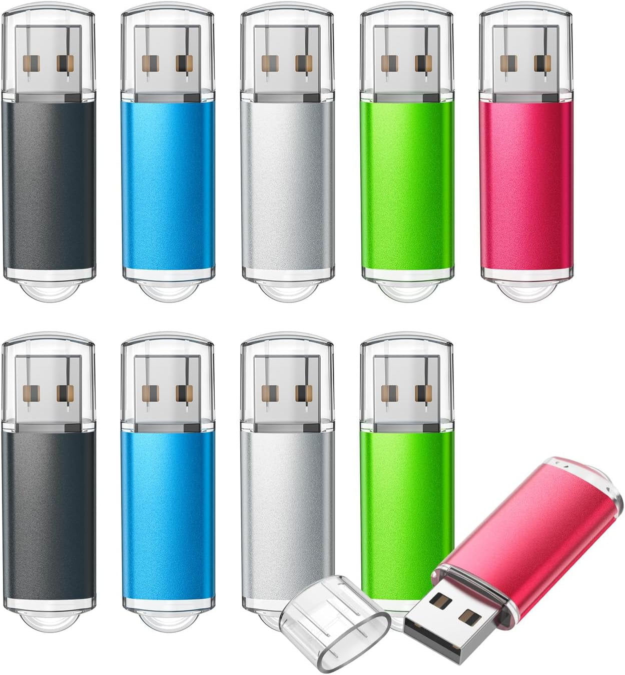 10 Pack 2GB USB 2.0 Flash Drive Memory Stick Thumb Drives (5 Mixed ...