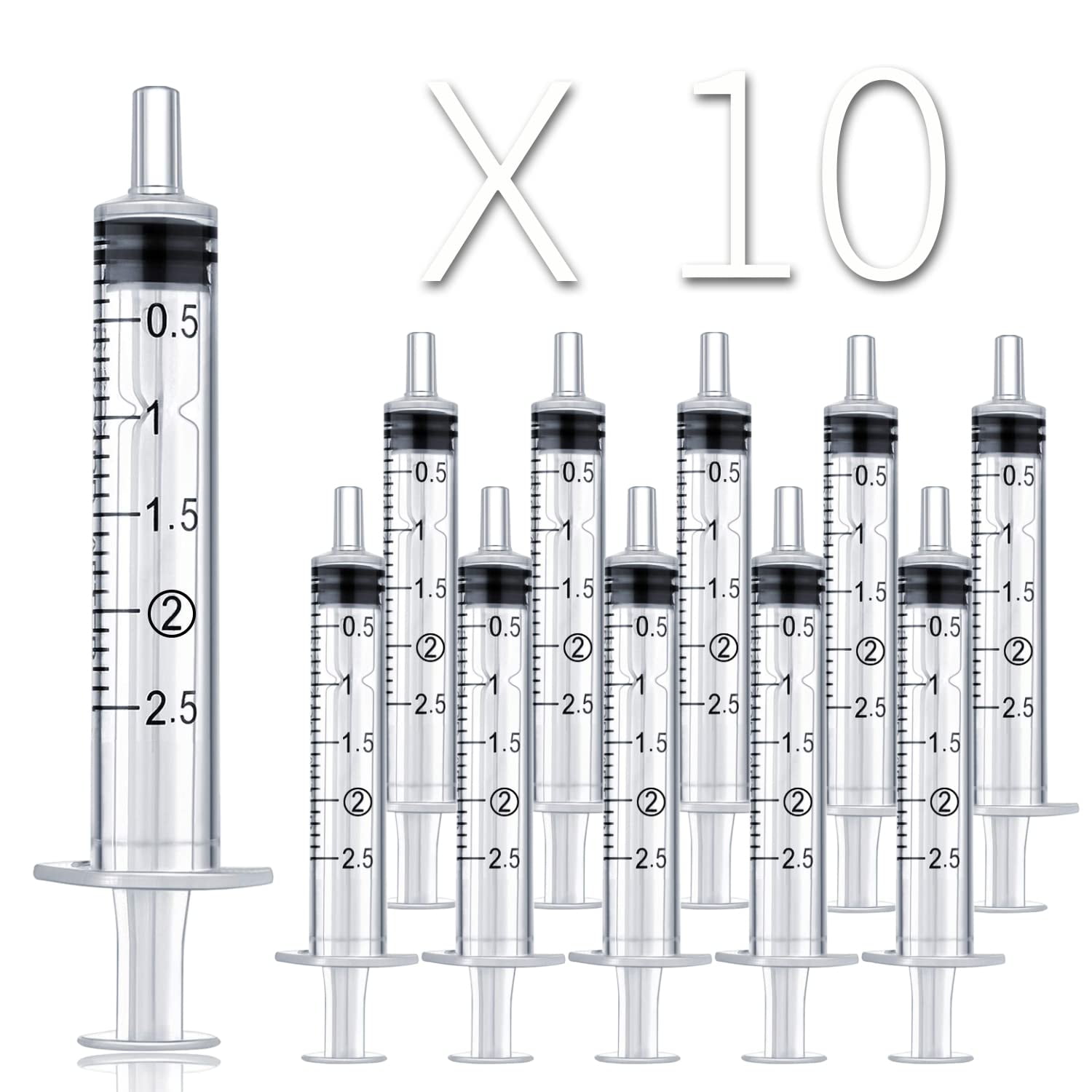 10 Pack 2ml/cc Plastic Syringe Liquid Measuring Syringe Tools ...