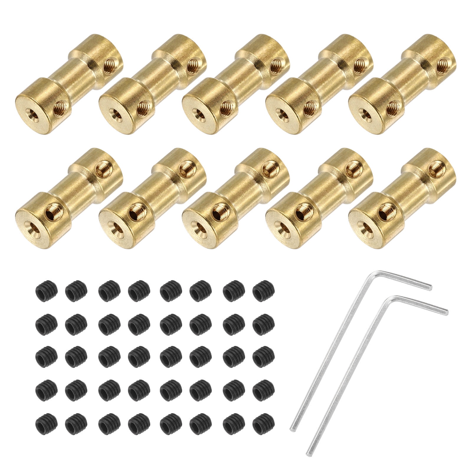 10 Pack 2mm to 4mm Brass Shaft Coupling Joint Connector with Screws and ...