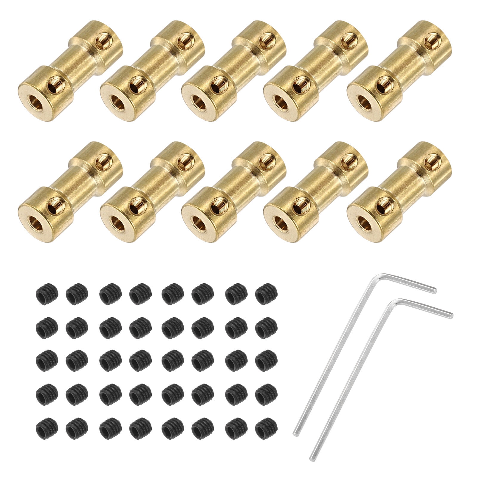 10 Pack 3.17mm to 3mm Brass Shaft Coupling Joint Connector with Screws ...