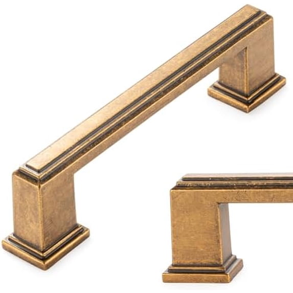 10 Pack 3-3/4 Inch Antique Brass Kitchen Cabinet Pulls Vintage Brass ...