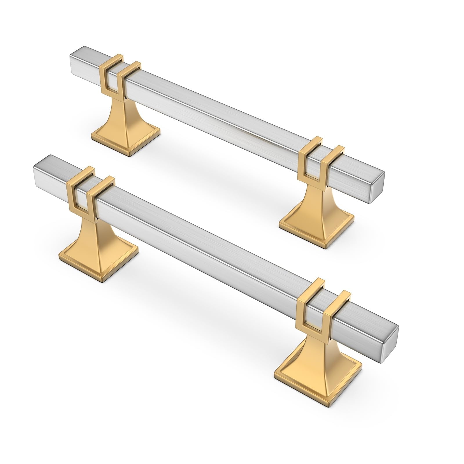 10 Pack 3-3/4 Inch Cabinet Pulls Brushed Nickel and Gold Handles Silver ...