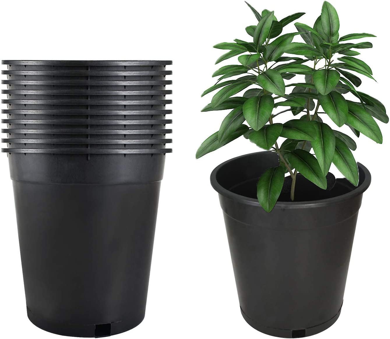 10-Pack 3.6 Gallon Premium Black Nursery Pot Container Garden Planter ...