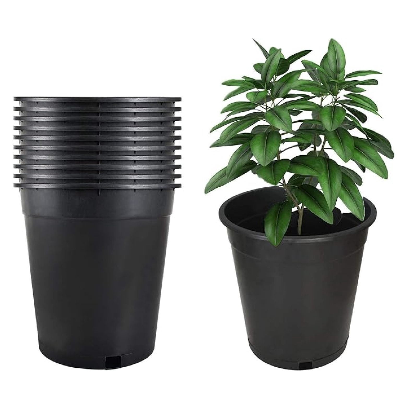 10-Pack 3.6 Gallon Premium Black Pot Plant Container Garden Planter ...