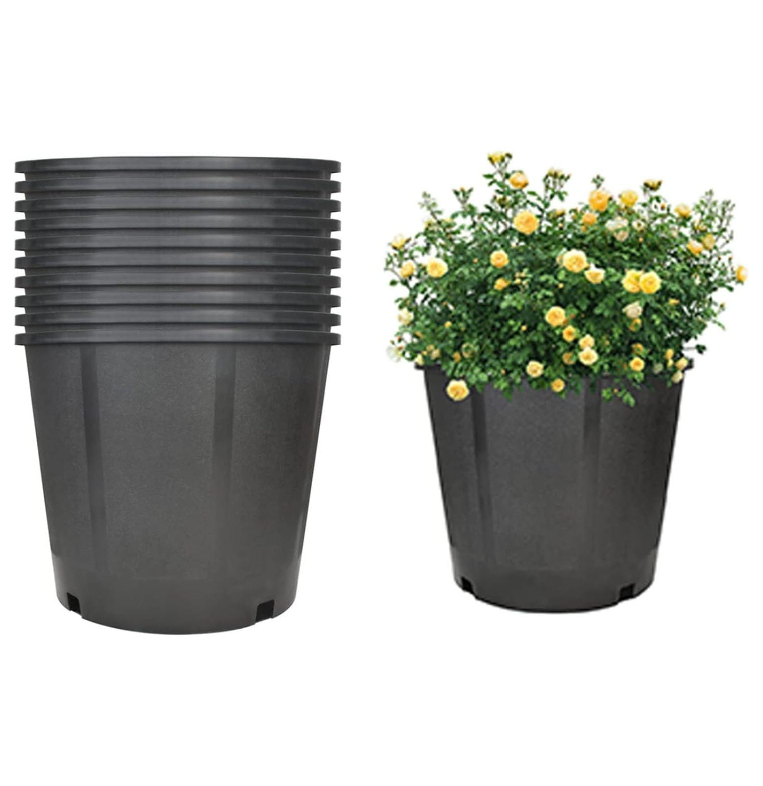 10-Pack 3 Gallon Premium Black Nursery Pot Plant Container Garden ...