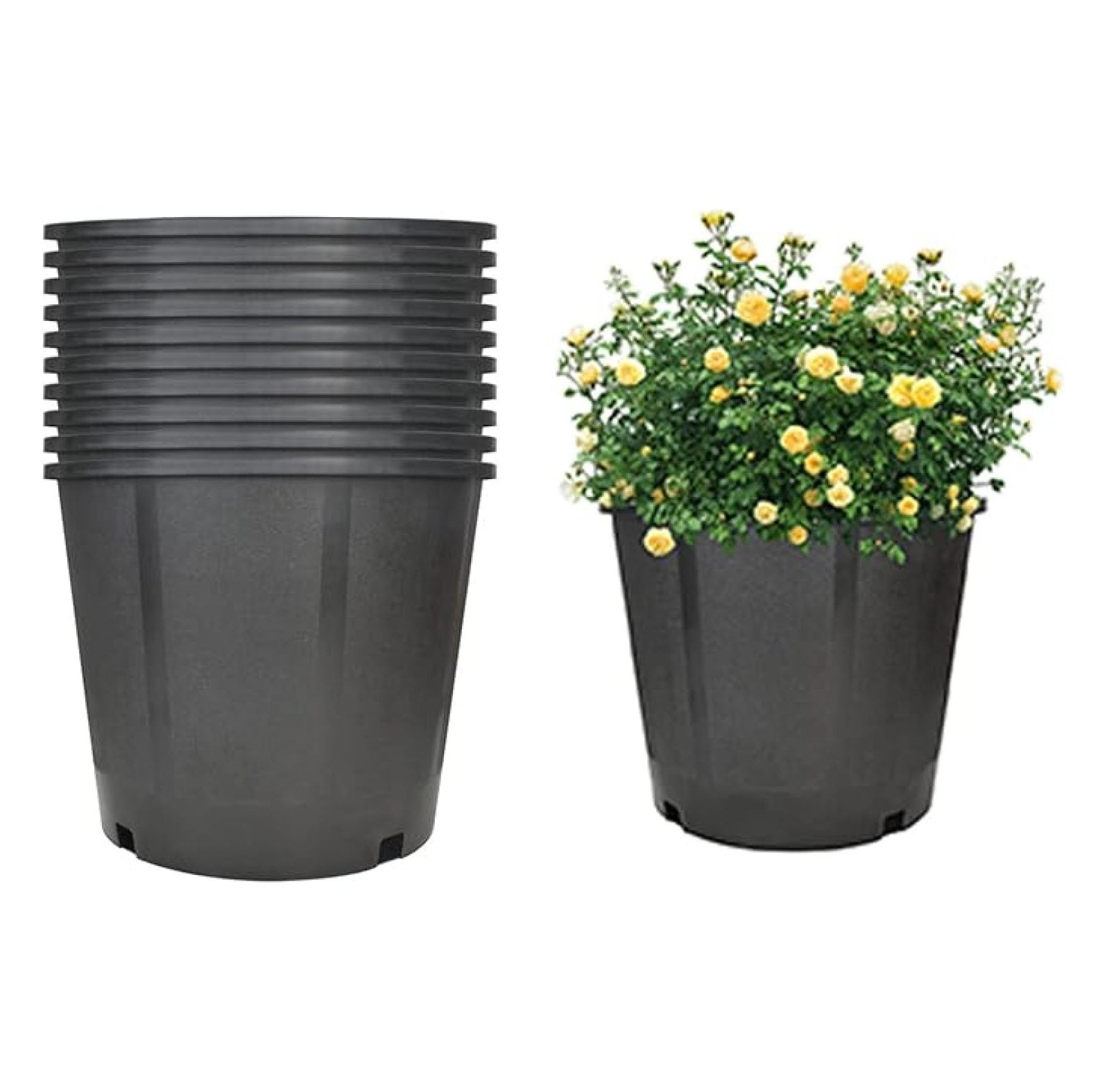 10-Pack 3 Gallon Premium Black Pot Plant Container Garden Planter Pots ...