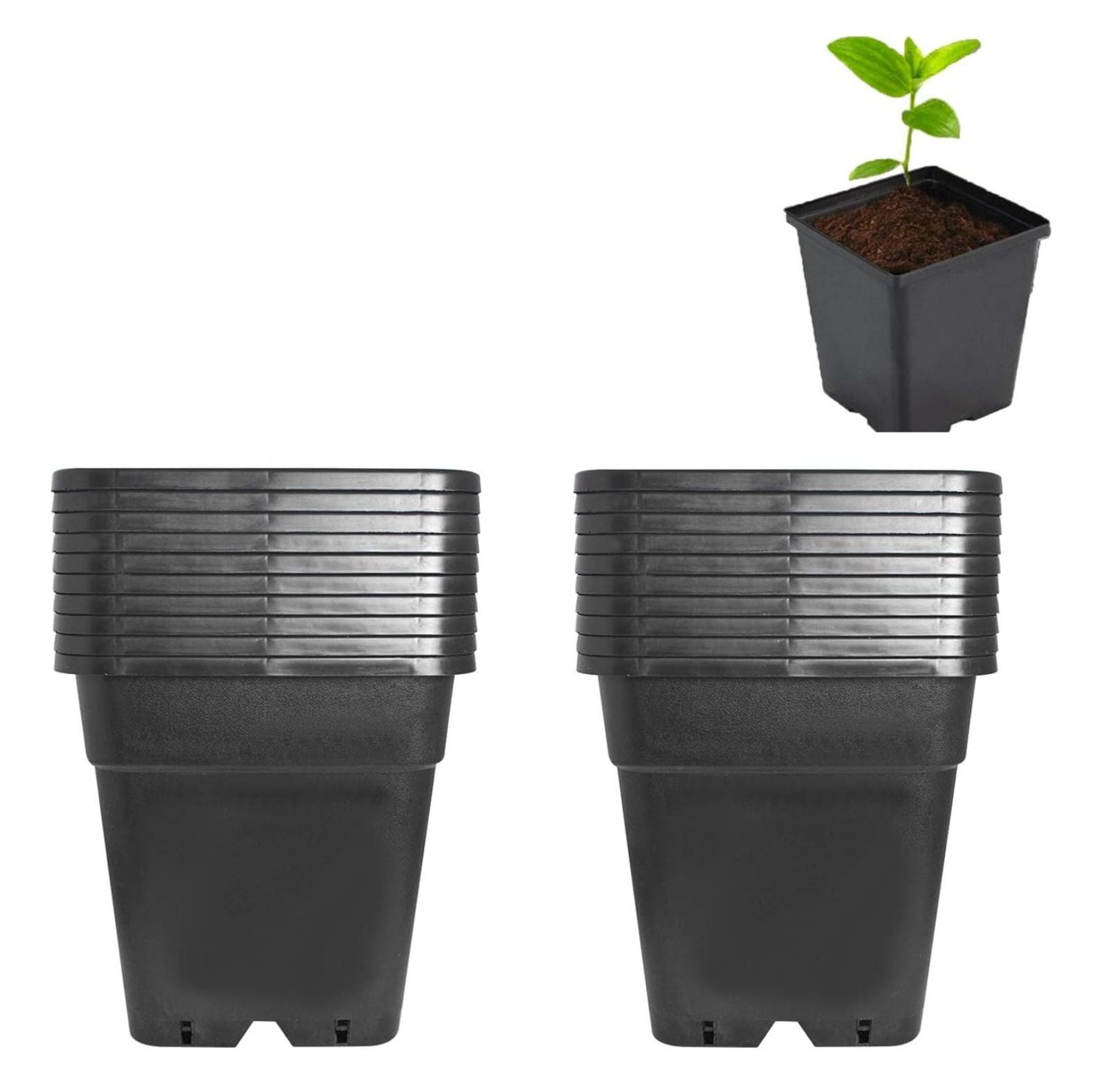 10-Pack 3 Gallon Square Plant Nursery Pot Grow Pots Black Nursery ...