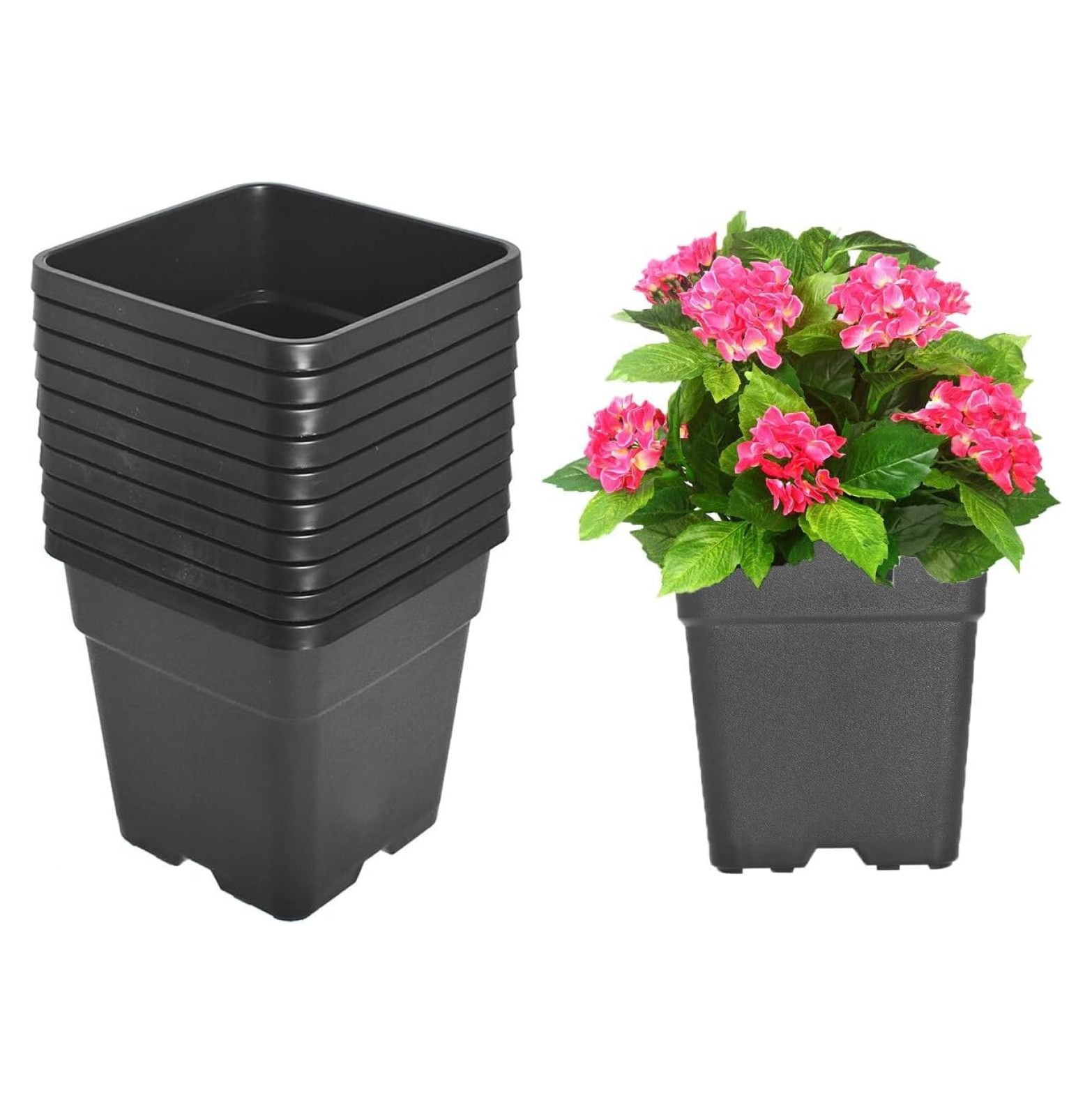 10-Pack 3 Gallon Square Plastic Garden Planter Pots Flower Seedling ...