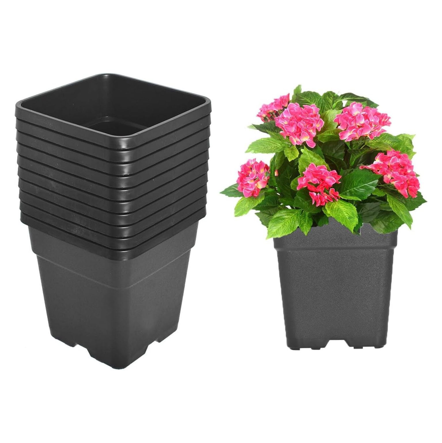 10-Pack 3 Gallon Square Plastic Garden Planter Pots Flower Seedling ...