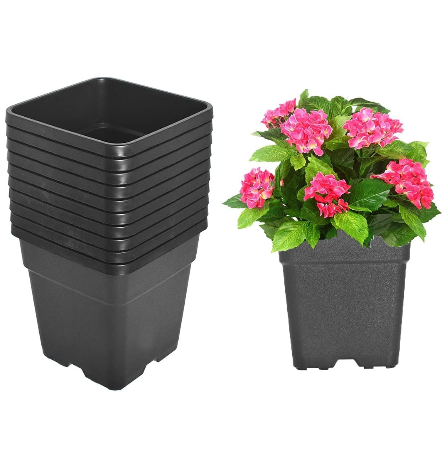 10-Pack 3 Gallon Square Plastic Garden Planter Pots Flower Seedling ...