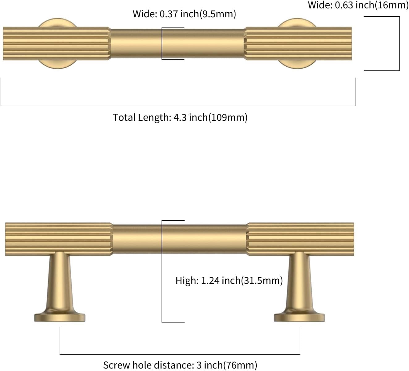 10 Pack 3 Inch(76mm) Champagne Bronze Cabinet pulls Kitchen Cabinet ...