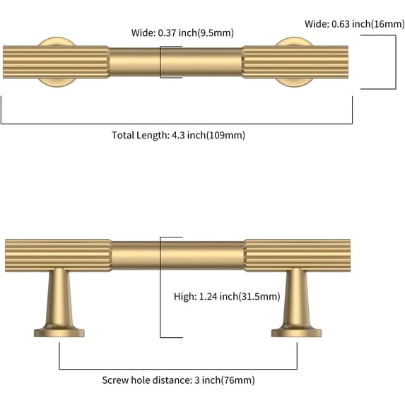 10 Pack 3 Inch(76mm) Champagne Bronze Cabinet pulls Kitchen Cabinet ...